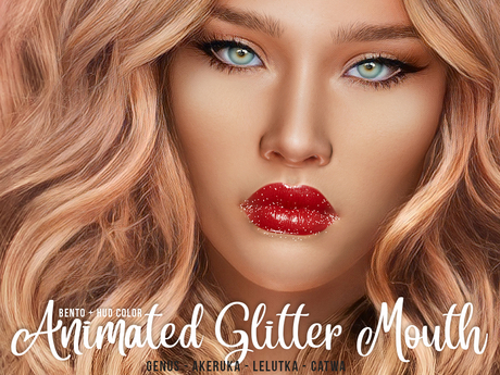 Second Life Marketplace - UA - ANIMATED Glitter Lips Bento (Boxed)